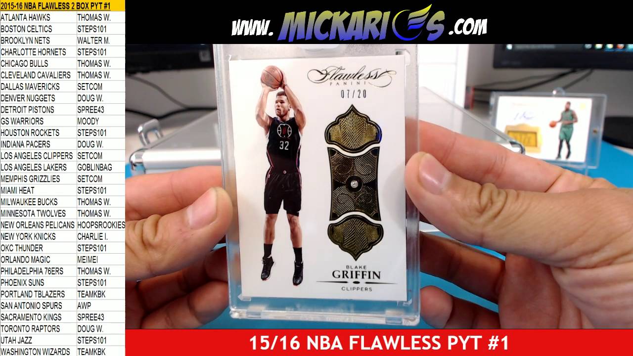 SICK CASE! -- 10/5/2016 -- 2015-16 Panini NBA Flawless 2 Box Full Case ...