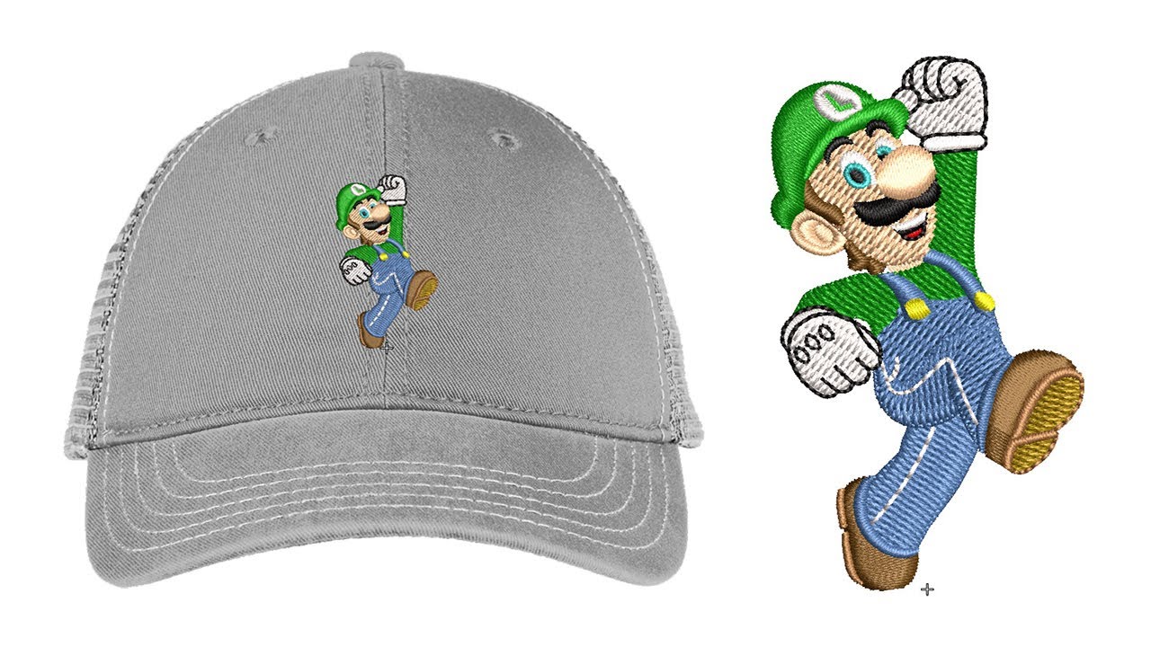 Super Mario Luigi Embroidery logo for Cap. - YouTube