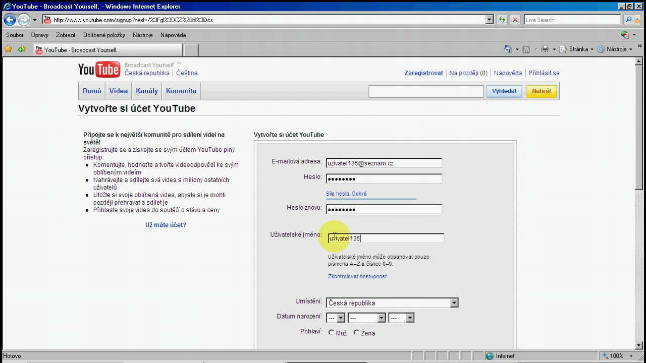 youtube registrace - YouTube