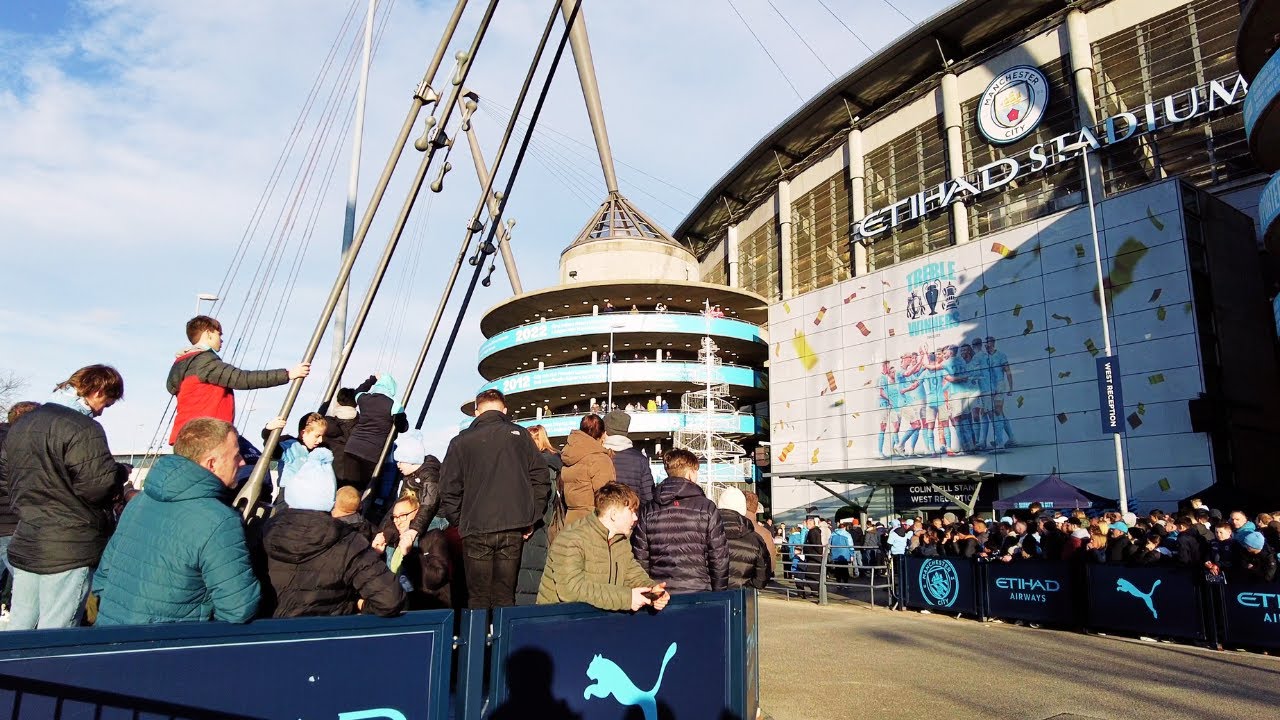 Man City fans arriving at the Etihad for the Crystal Palace match # ...