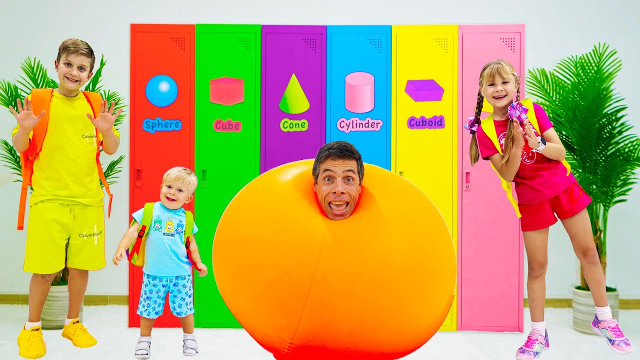 Diana Roma and Oliver teach 3D Shapes with magic lockers - YouTube