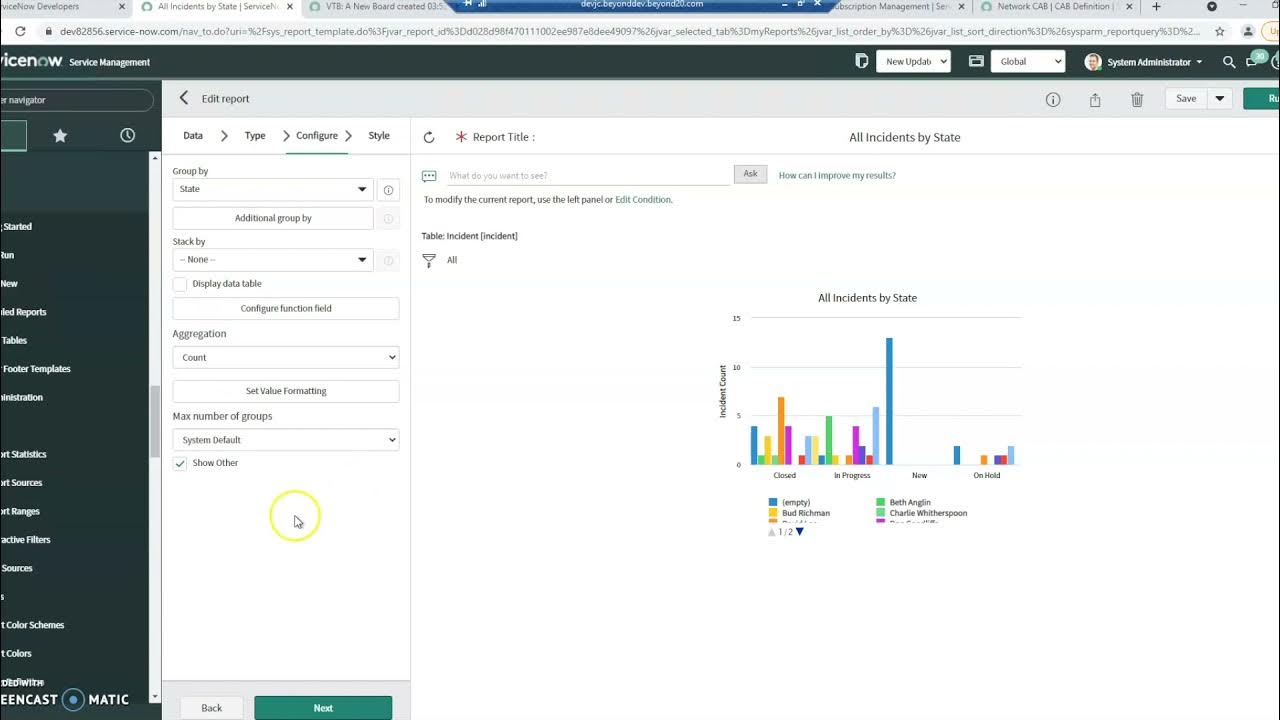 Looking at All Incidents by State in ServiceNow: Report Overview - YouTube