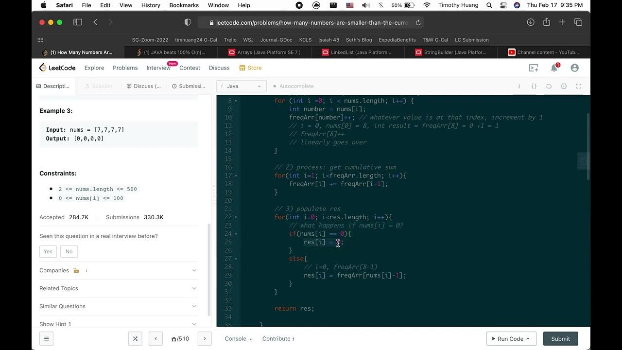 LC 1365 How Many Numbers Are Smaller Than the Current Number - YouTube
