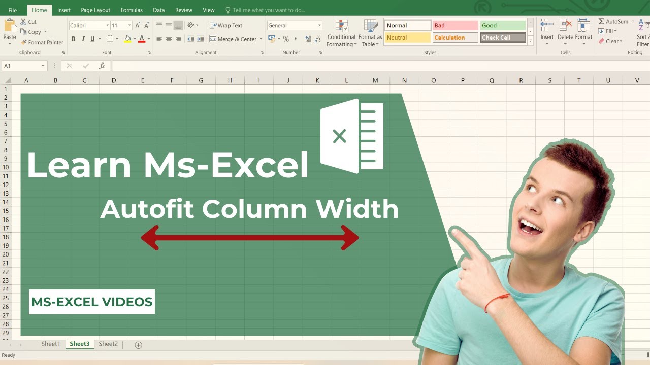 Ms Excel Autofit Column Width Youtube