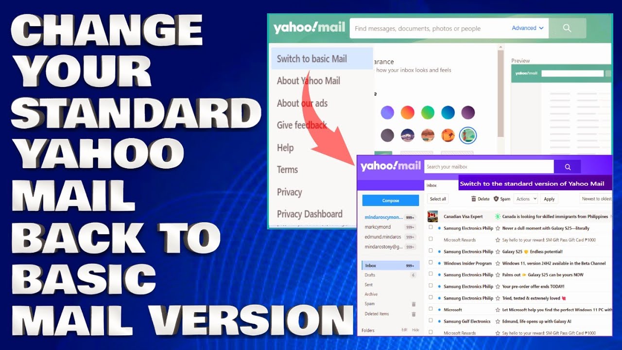 How To Change Your Standard Yahoo Mail Back To Basic Mail Version ...
