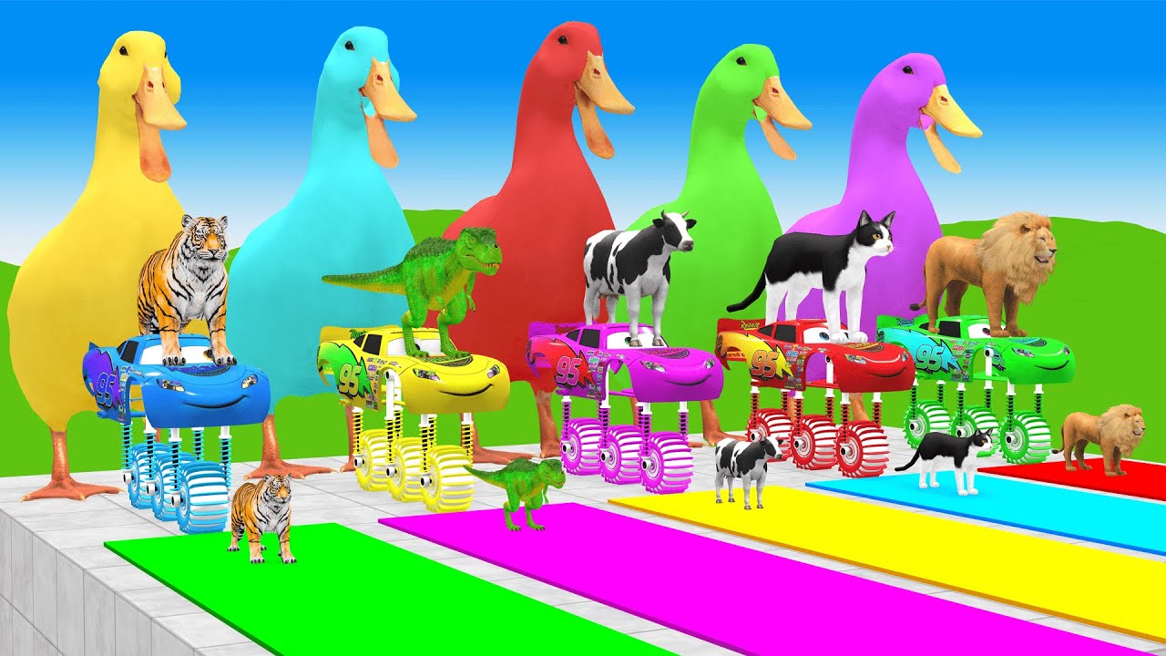 5 Giant Duck Game,Super Mario ,Tiger, Cow,Lion,Paint Wild Animals ...