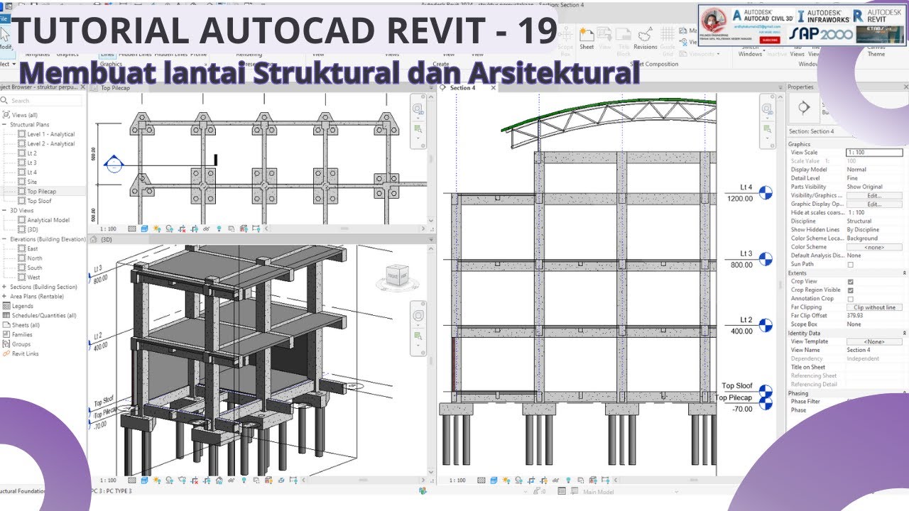 Tutorial Autocad Revit Gedung-19 # Membuat Lantai Struktural dan ...