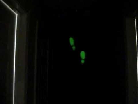 Haunted Mansion ghostly footprints projection effect - in hallway - YouTube