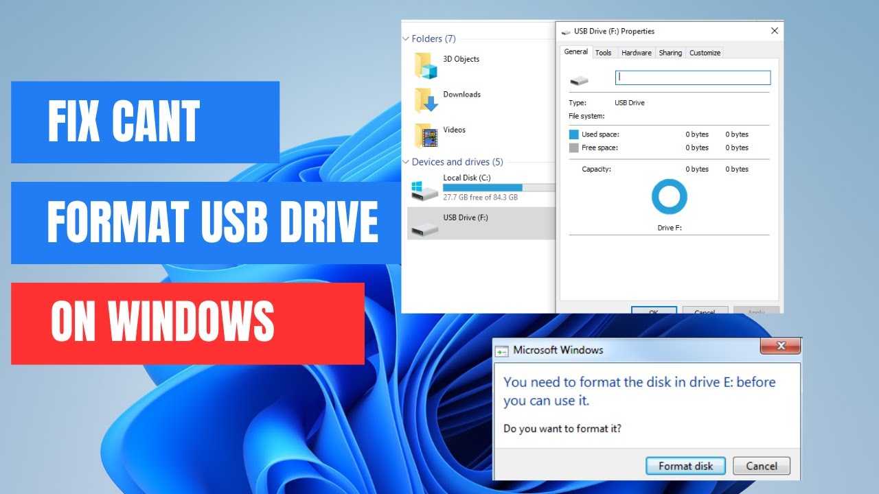 Fix USB 0 Bytes Cannot Format Error in Windows 11/10 - YouTube