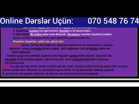 Azərbaycan dili - Zərfin mənaca növləri / Mükəmməl İzah