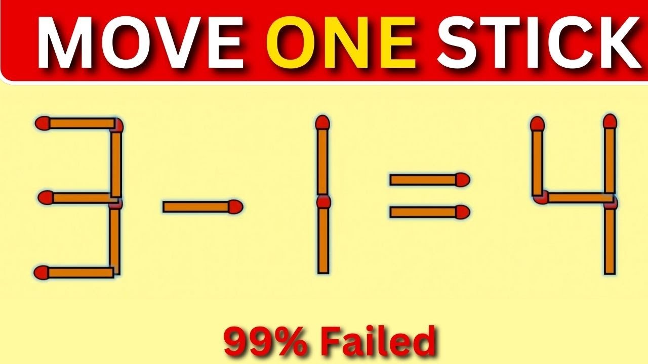 Fix This Wrong Equation Using Just 1 Matchstick! Can You Do It? - YouTube