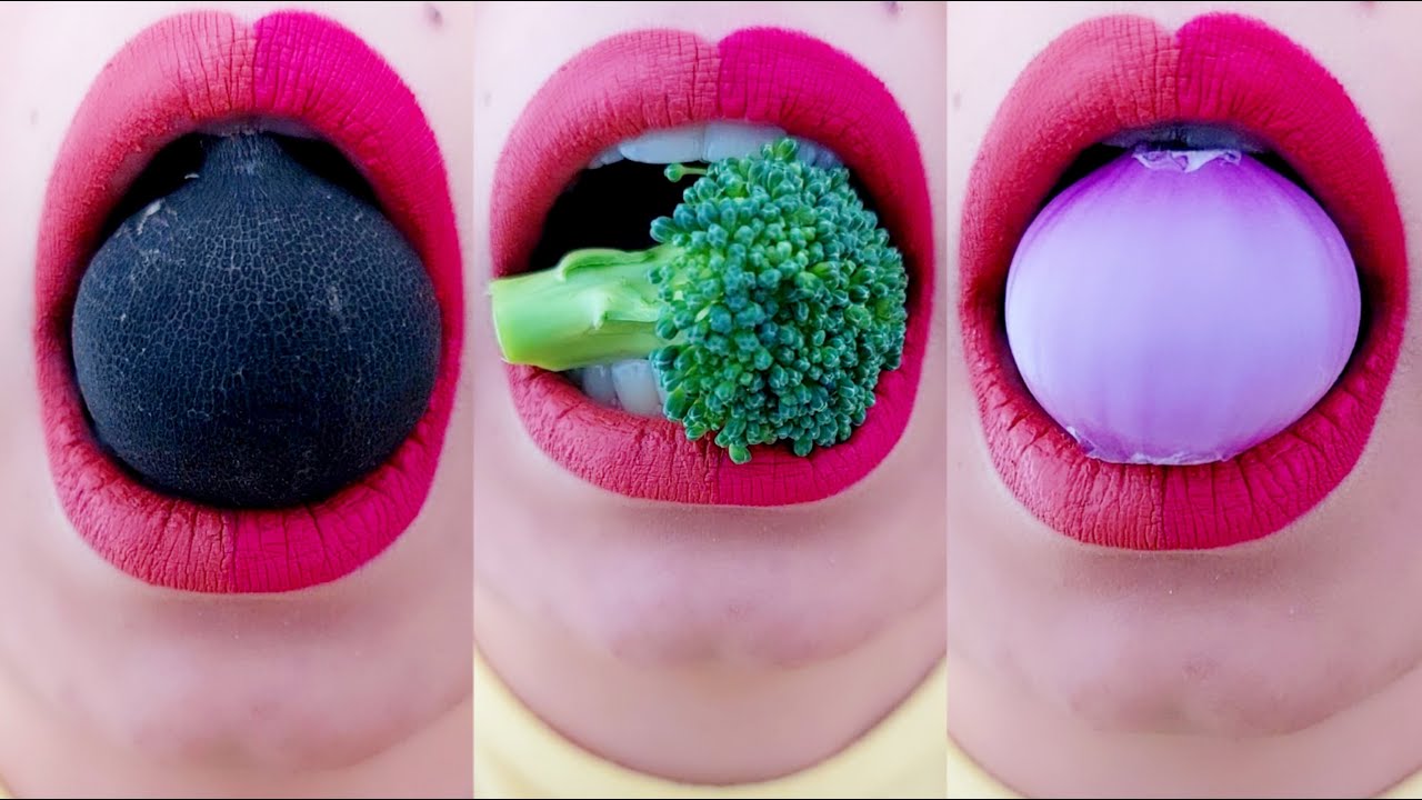 ASMR Mukbang Vegetables eating sounds / ASMR Vegetables emoji challenge ...