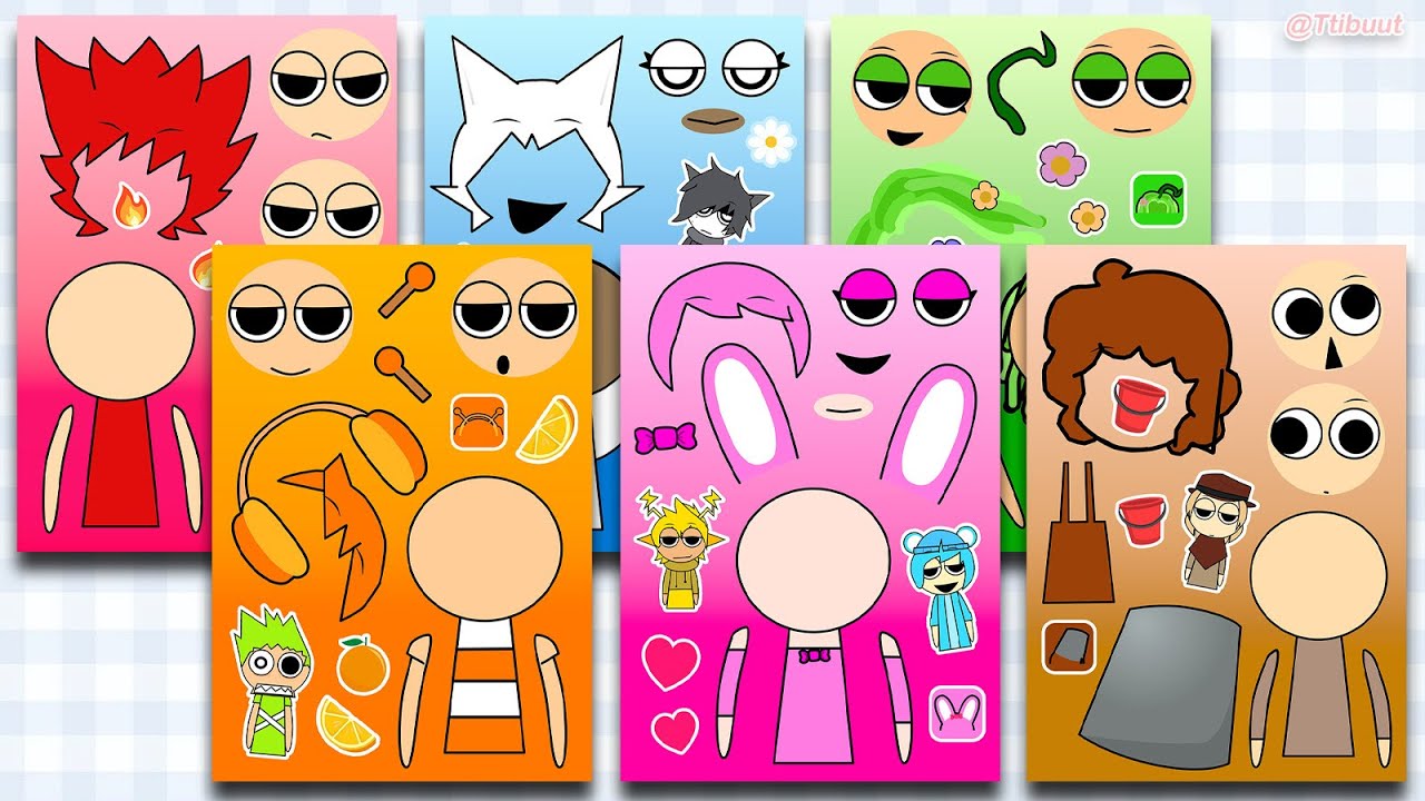 incredibox Sprunki Humanized Edition Sticker Book DIY 🙋‍♀️ 스프런키 인간화 에디션 ...