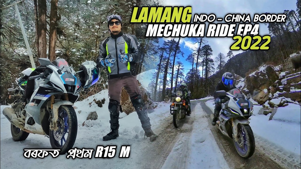 Riding My R15M on Snow😍 Lamang | Indo China Border | Snowfall at ...