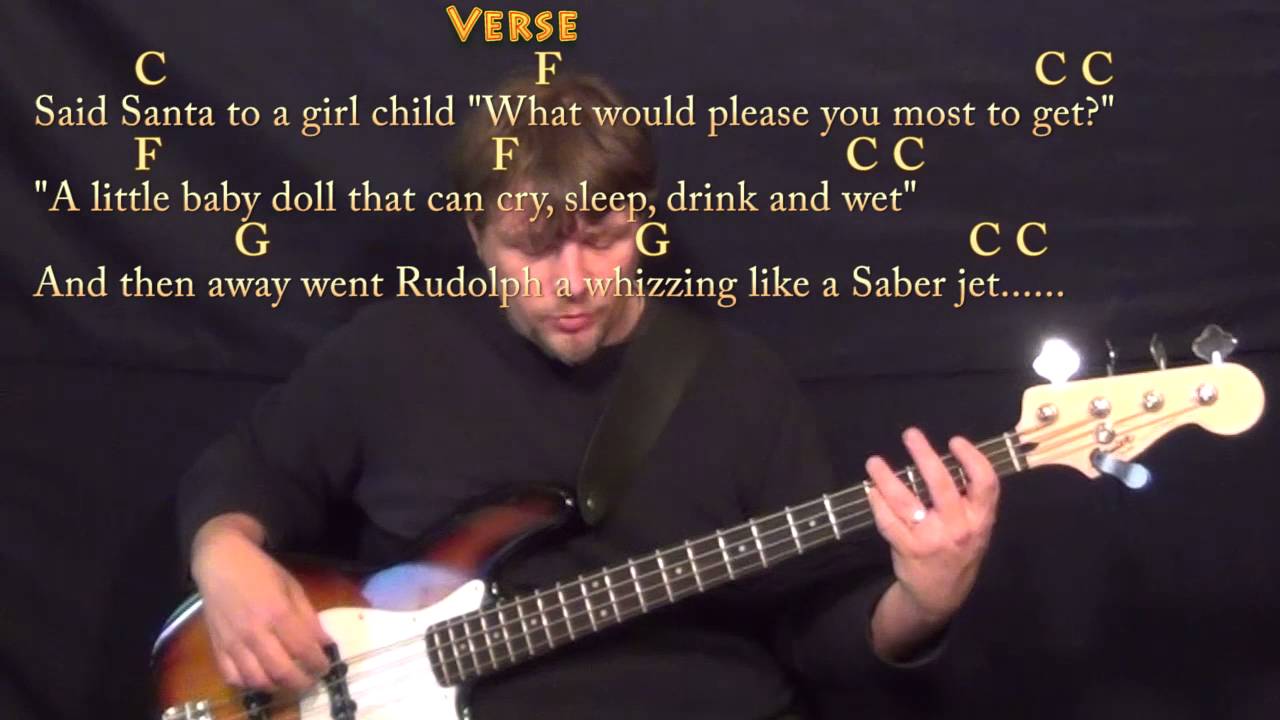 Run, Run, Rudolph (Chuck Berry) Bass Guitar Cover Lesson in C with ...