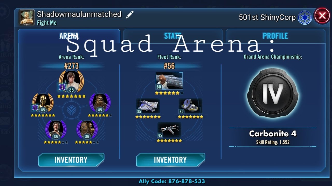 Squad Arena session #swgoh - YouTube