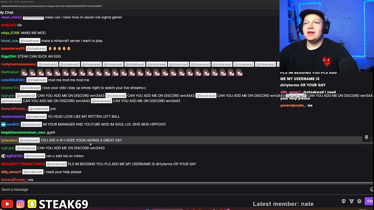 Steakwad's First Twitch Stream | 👑 FIRST TIME ON TWITCH 👑 COME INSULT ME 👑 - YouTube