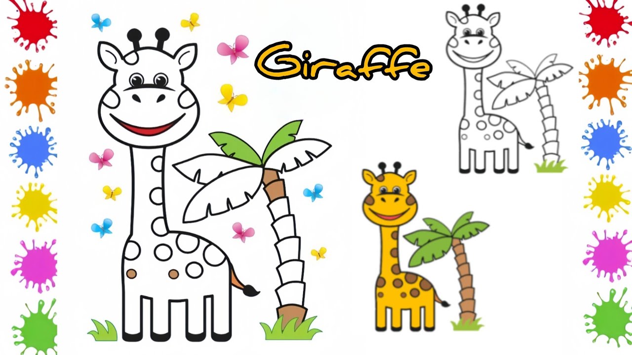 let's draw a giraffe step by step ll Giraffe Drawing and Painting ️ ...