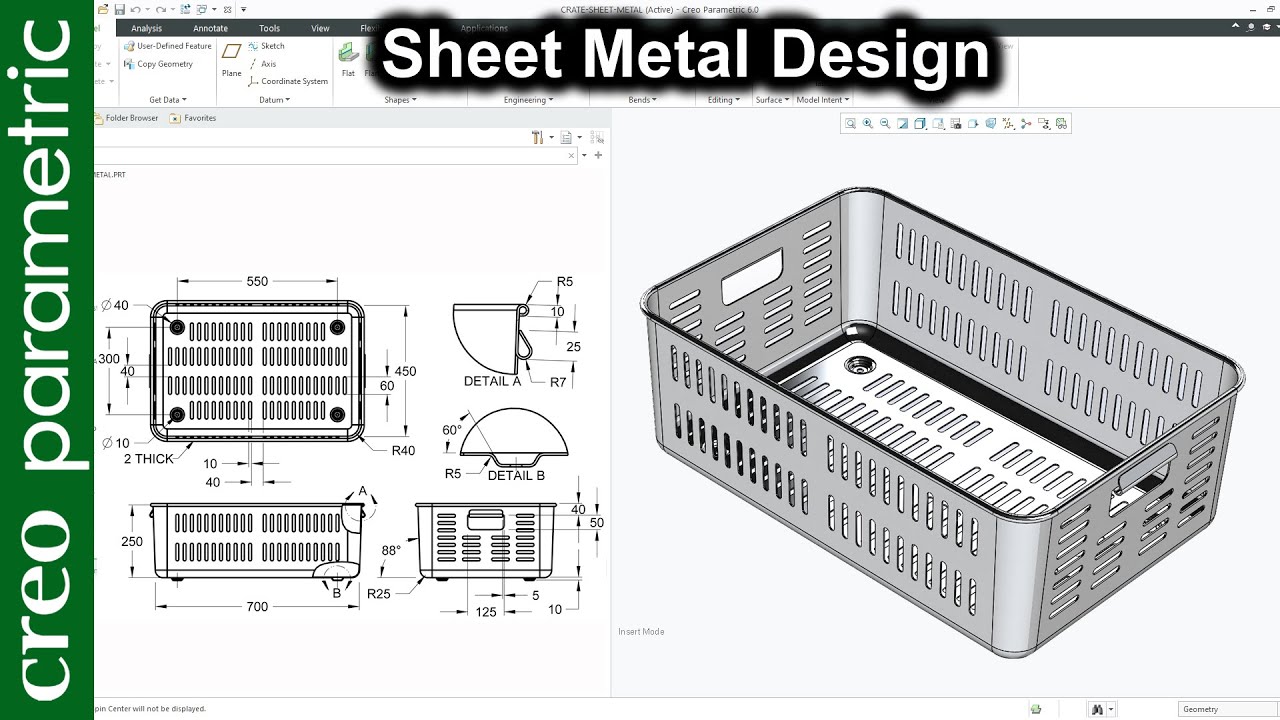 Sheet metal Crate in Creo Parametric - YouTube