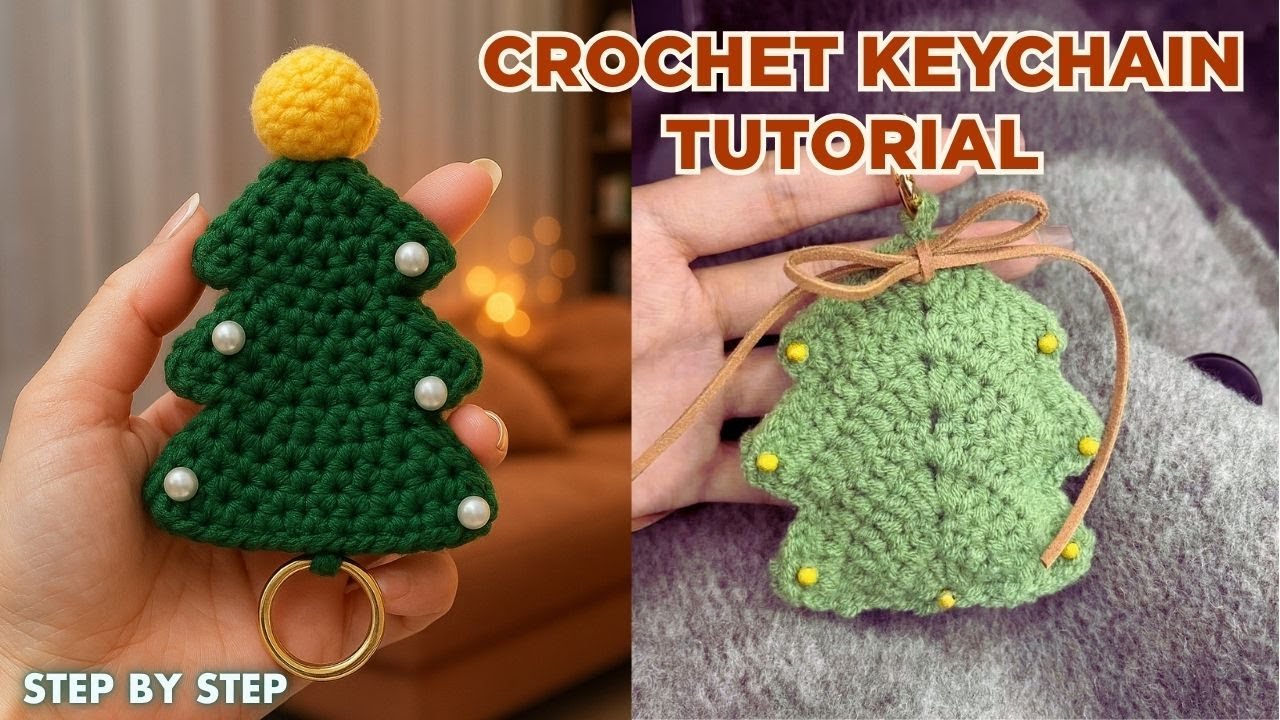 Christmas Tree Crochet Keychain | Easy DIY Crochet Ideas for Beginners ...