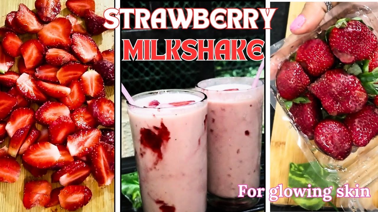Strawberry Milkshake with homemade Strawberry crush syrup | Strawberry ...
