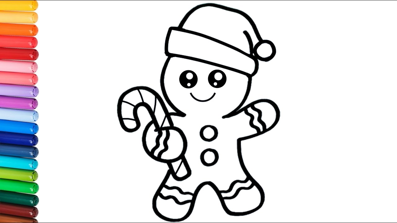 Easy Gingerbread Man Drawing, Painting, Coloring for Kids and Toddlers ...