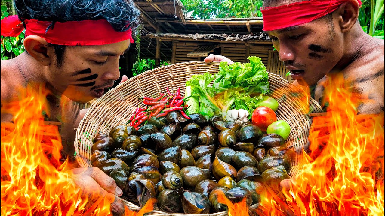 Magic Cooking - Two brother cooking snail with spicy recipe - eating so ...