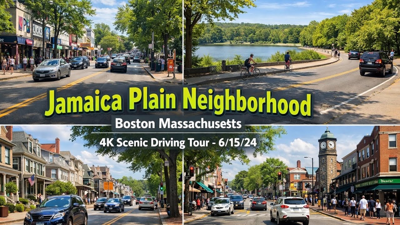 👉 Jamaica Plain Boston Neighborhood Drive Tour | 4K Scenic Drive | June ...