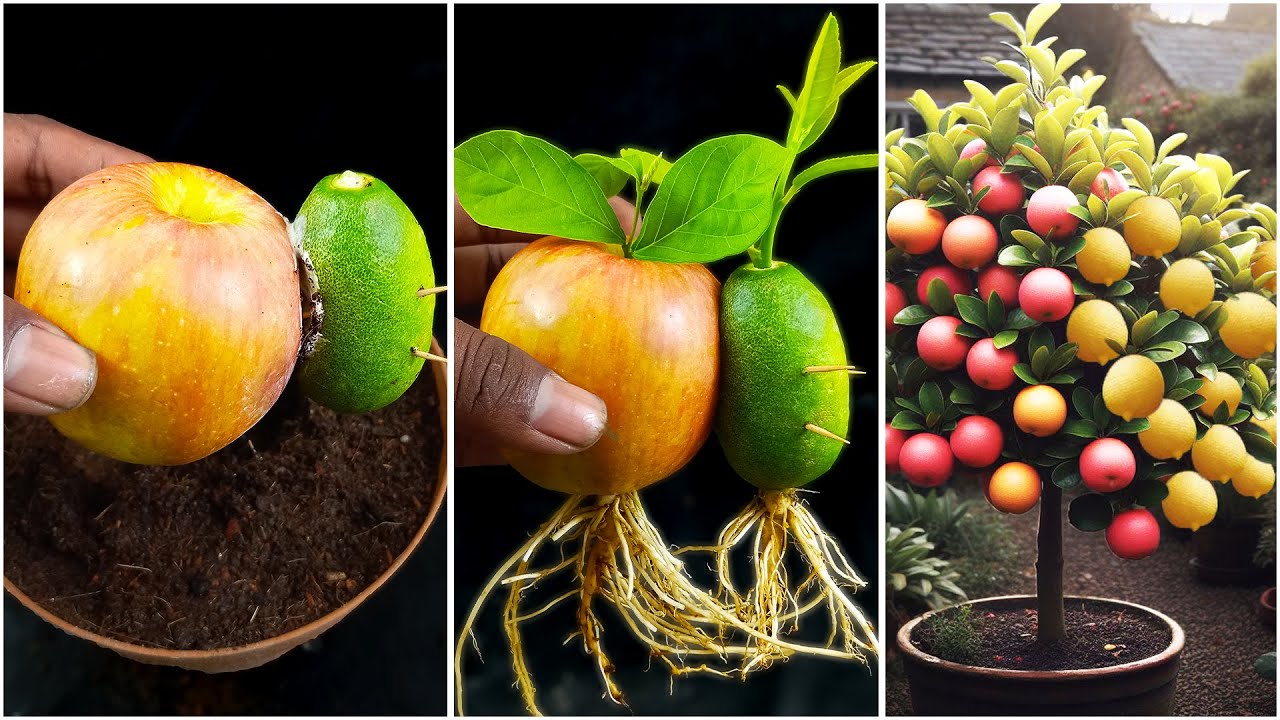 Lemon and Apple grow together with toothpaste | How to grow Apples and ...