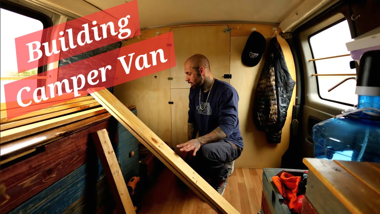 VAN LIFE BUILDING CABINETS AND ADDING MICROWAVE TO CAMPER VAN - YouTube