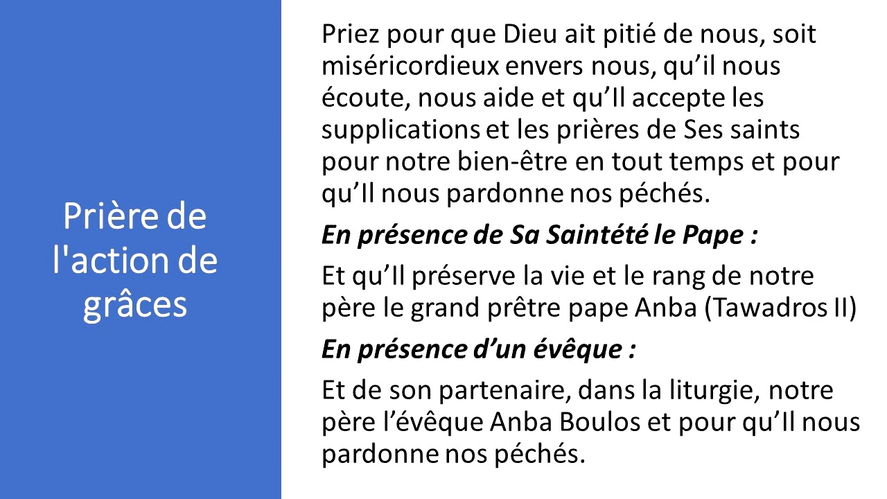 Prière de l'action de graces - YouTube