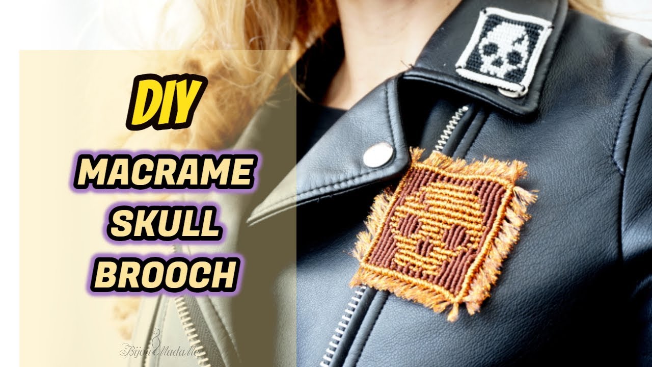 DIY macrame skull brooch | Macrame skull alpha pattern | How to make ...