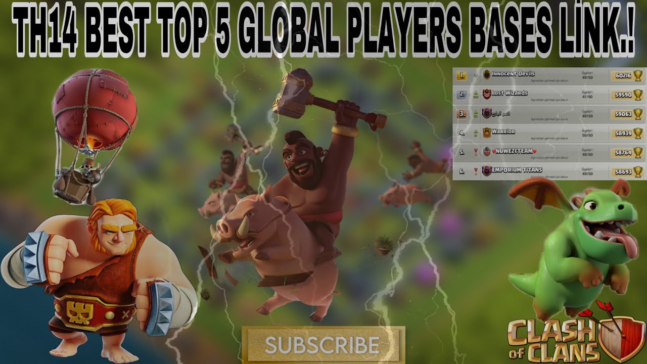 TH14 TOP 5 GLOBAL PLAYERS BASES LİNK | WAR BASE | RİNG BASE | LEGEND ...