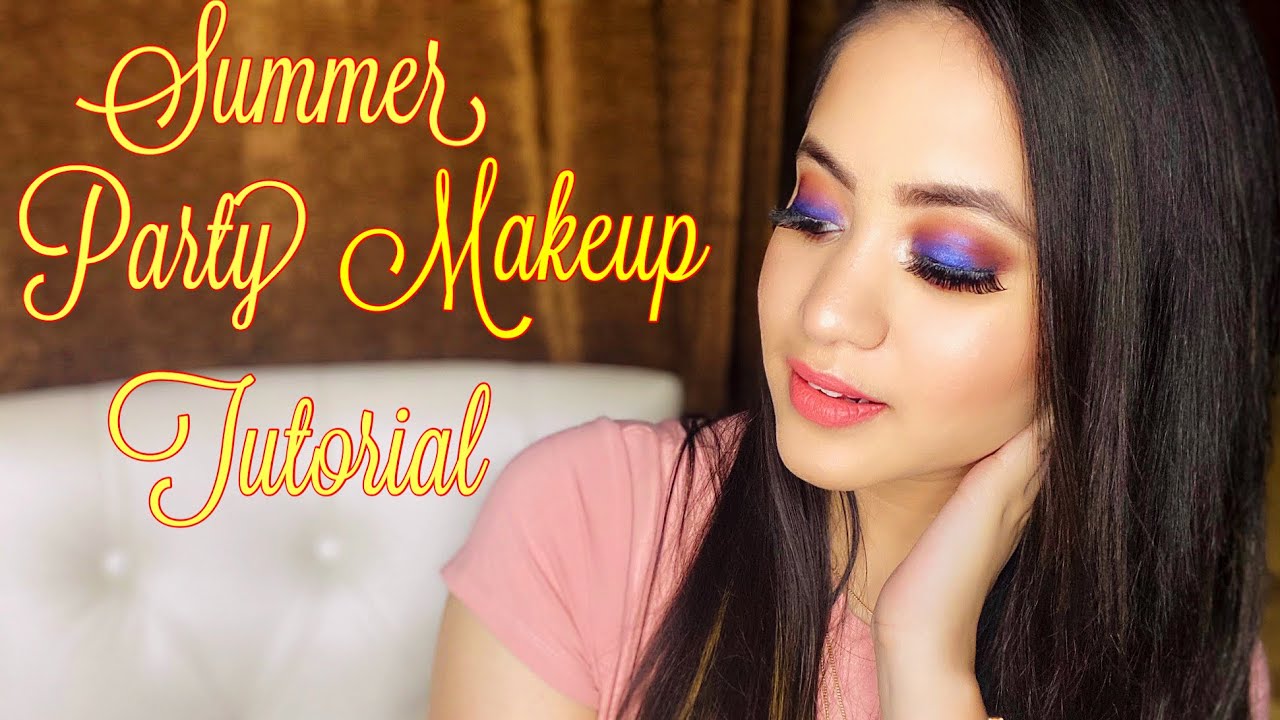 Summer Party Makeup Tutorial | Blue Glam Eye Makeup - YouTube