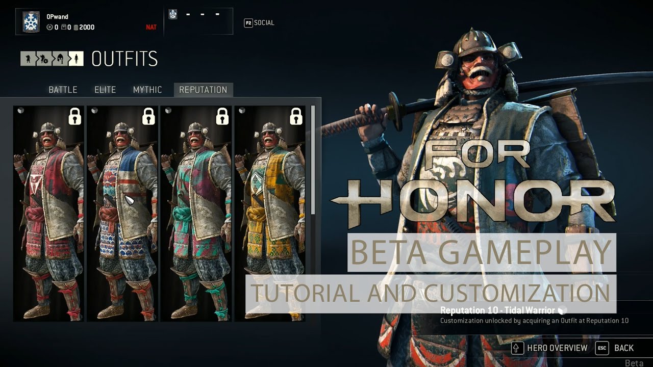 For Honor BETA - Tutorial and Character Customization - SAMURAI - YouTube