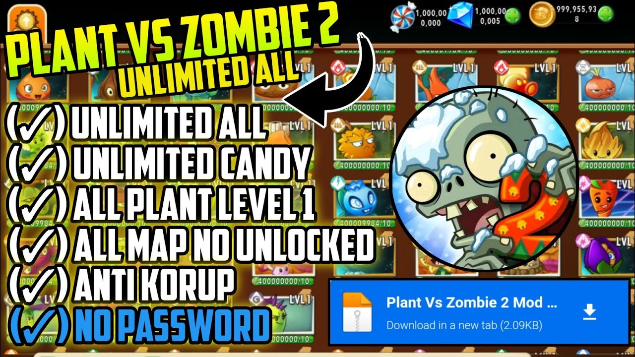 Plant Vs Zombie 2 Mod Apk Versi 11.0.1 Latest Version All Plant Level 1 ...