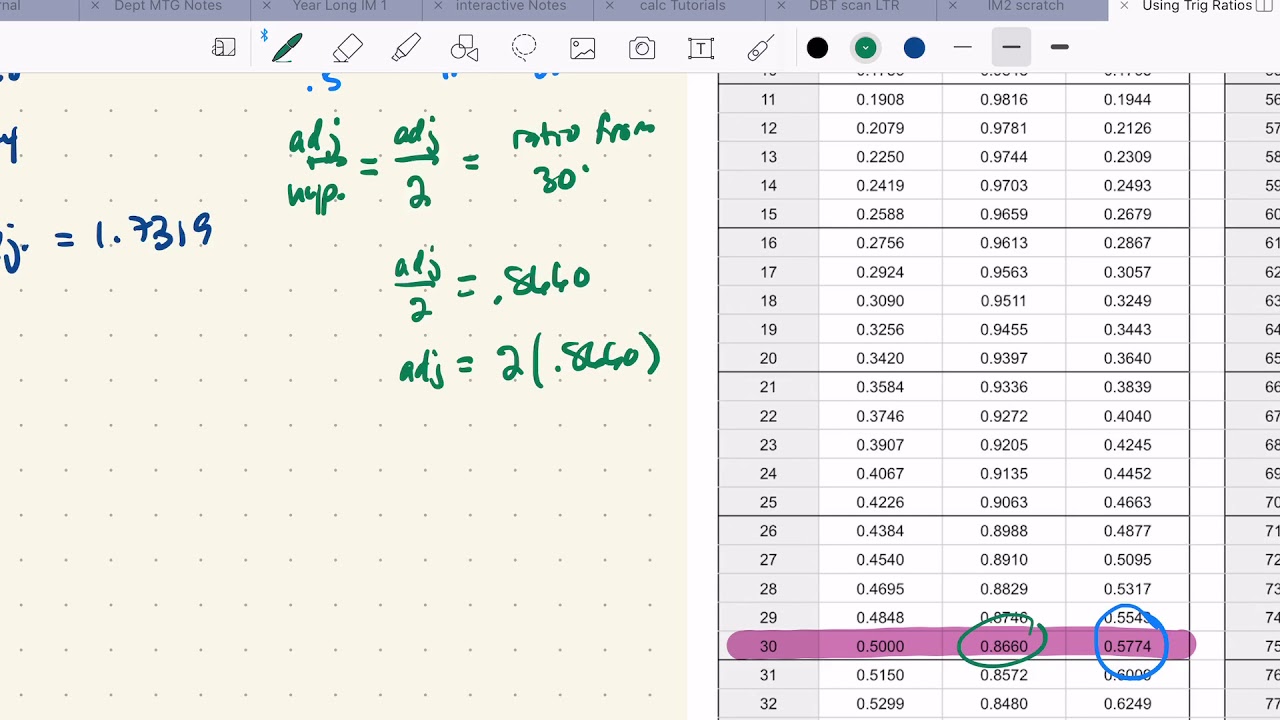 Using a Trig Table in Right Triangles - YouTube