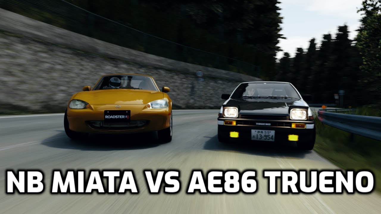 Mazda NB Miata vs AE86 Trueno (Fujiwara Spec.) - YouTube