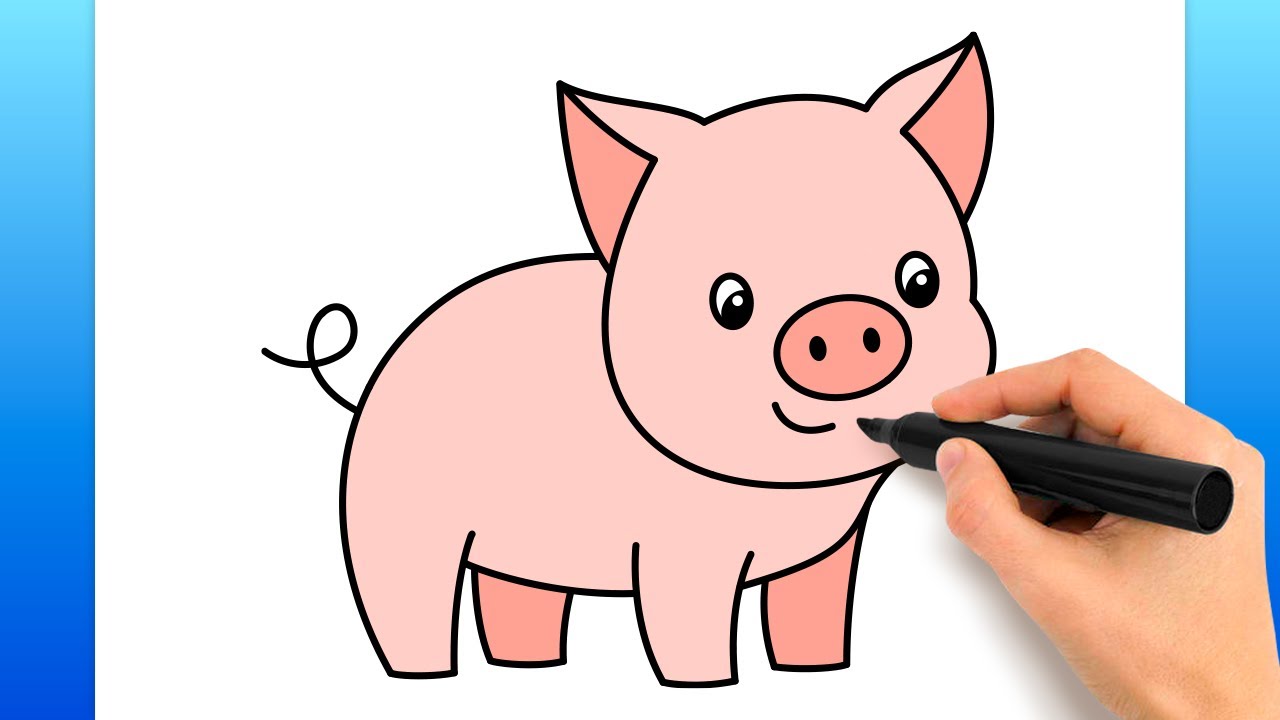 How To Draw A Pig (Easy Drawing Tutorial) - YouTube