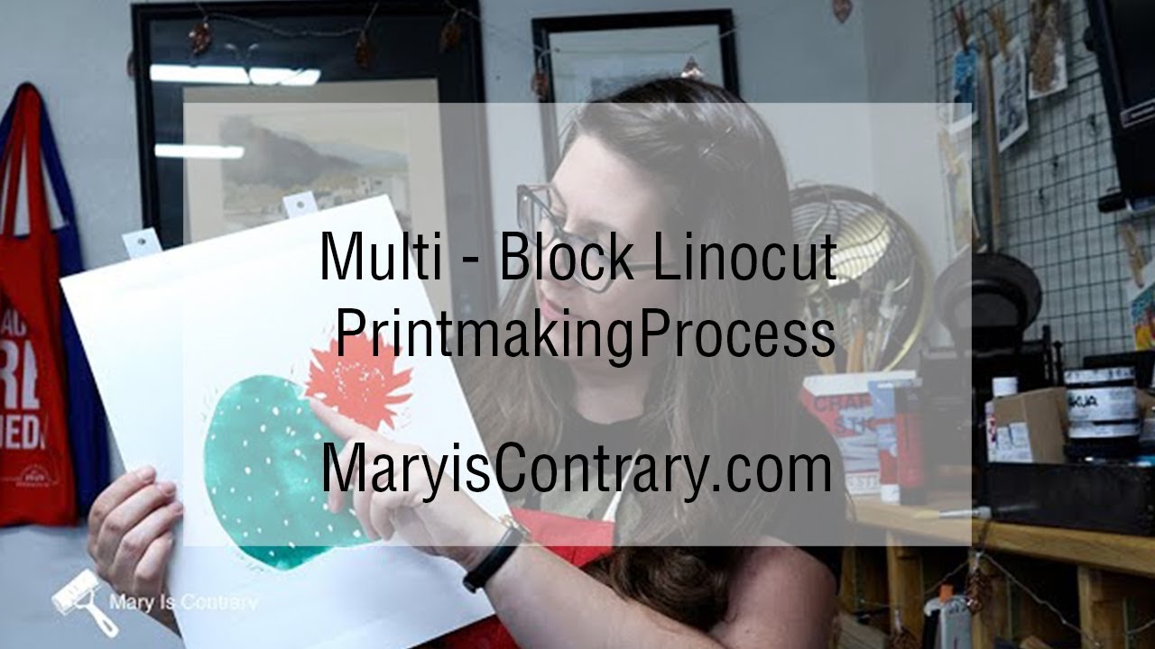 Multi-block Linocut Printmaking Process Cactus Print - YouTube