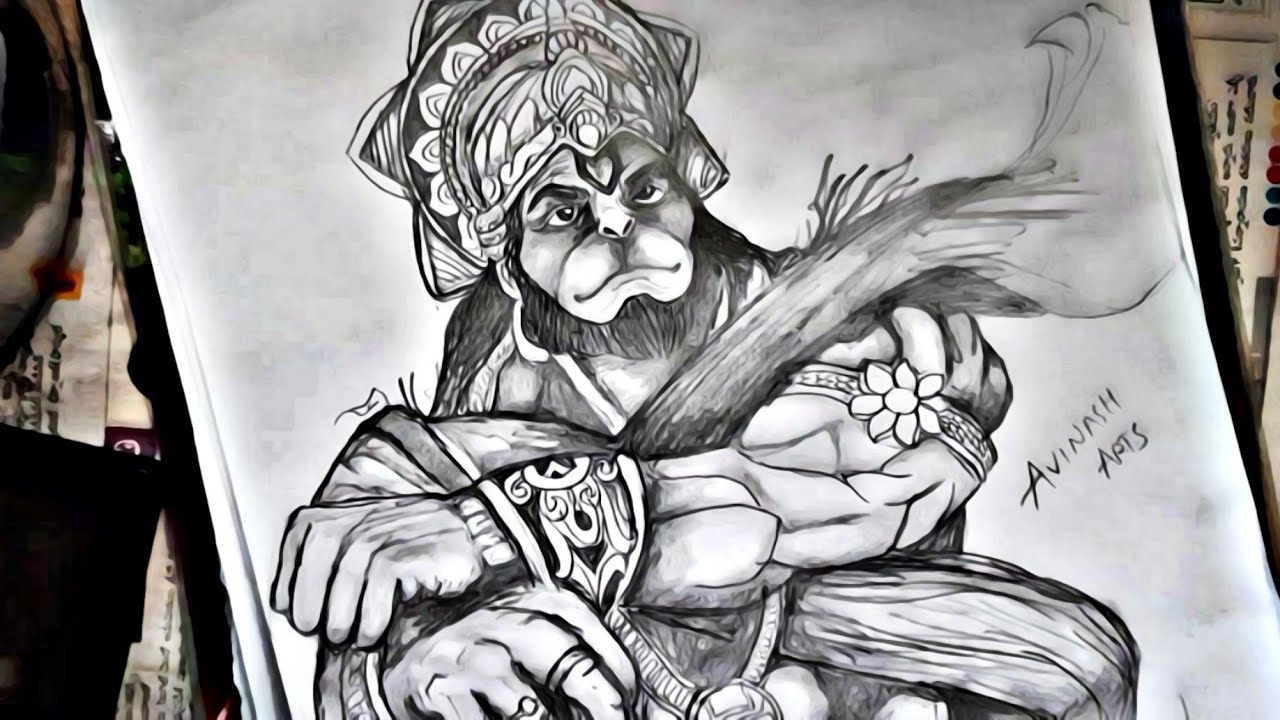 Drawing Hanuman realistic ||pencil shading art by # avinash art works ...