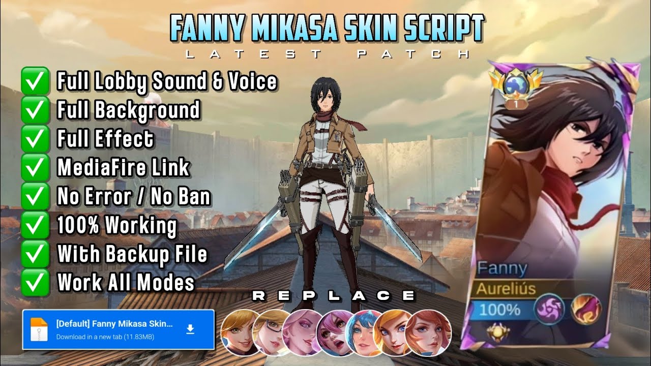 Fanny Attack on Titan — Mikasa Skin Script Full Effect | Latest Patch ...