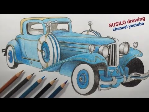 Cara Cepat Menggambar MOBIL KUNO Untuk Pemula || How to draw Classic ...