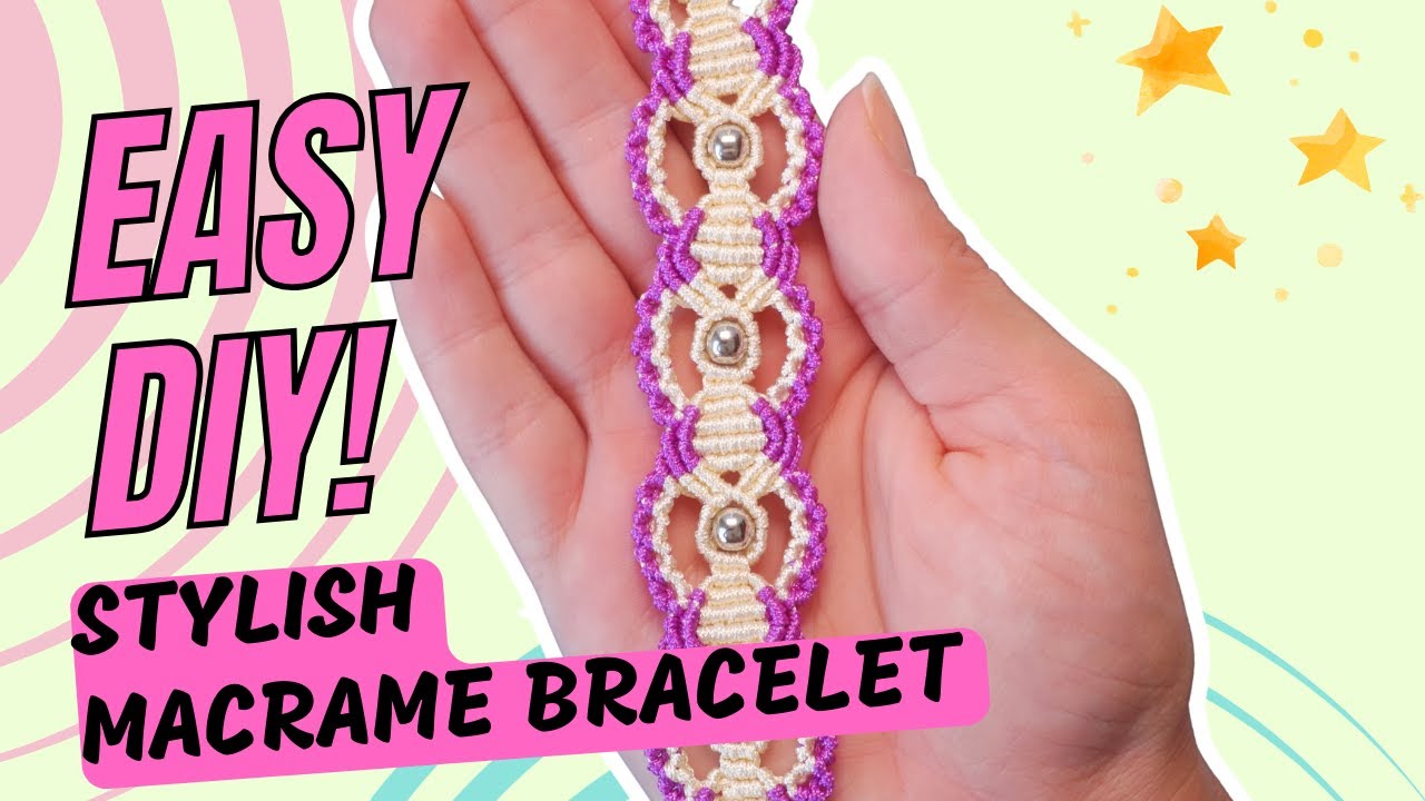 How to make macrame pattern bracelet with beads | DIY macrame bracelet ...