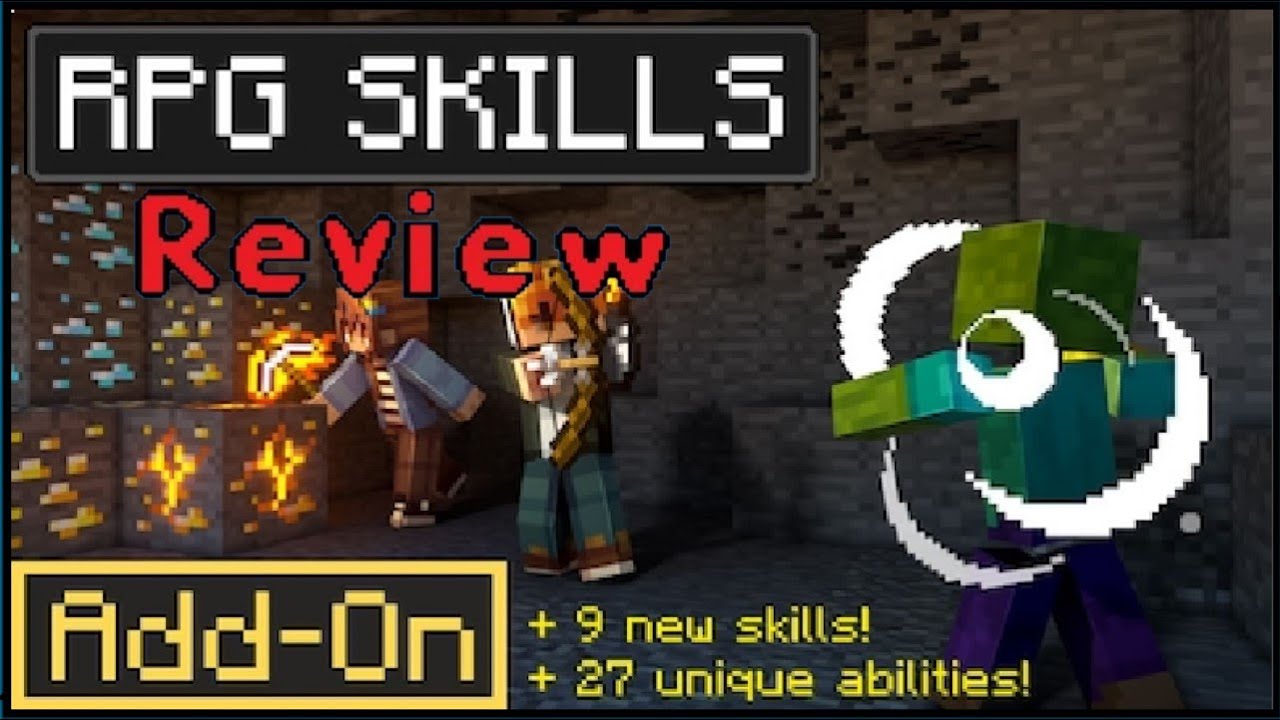 Minecraft Bedrock addon mod review RPG Skills - YouTube