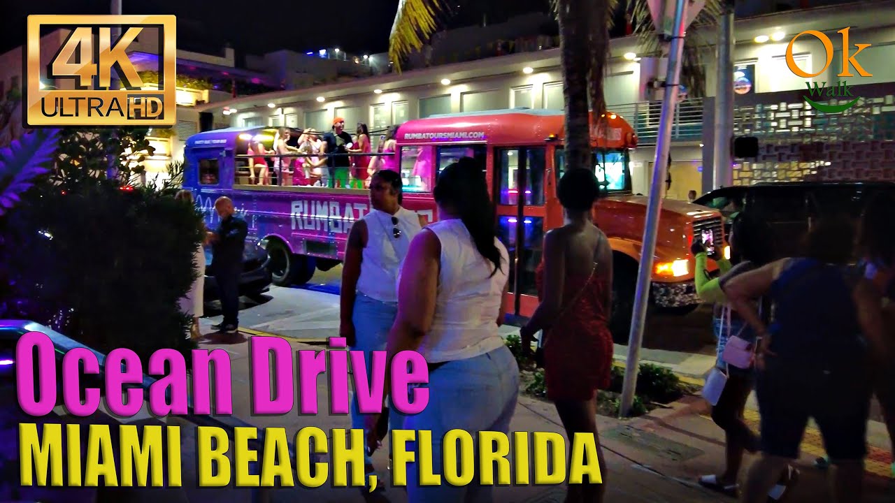4K Night WALK Ocean Drive MIAMI Beach Florida USA 2022 - YouTube