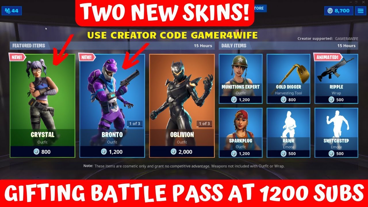 OMG NEW Crystal & Bronto Skins! Fortnite Item Shop August 4, 2019 - YouTube