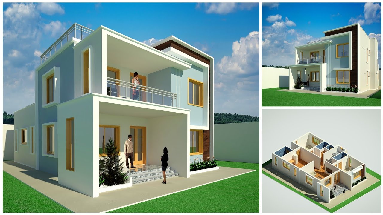 "Modern 35x49 ft Duplex Home Tour | 4 BHK Layout + 3D Section ...