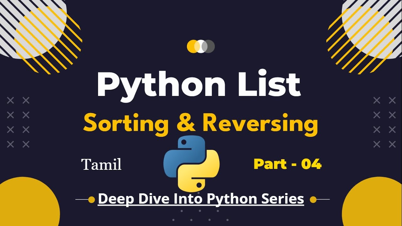 Learn How To Sort A List In Python In Tamil Part 4 Sorting And 6180