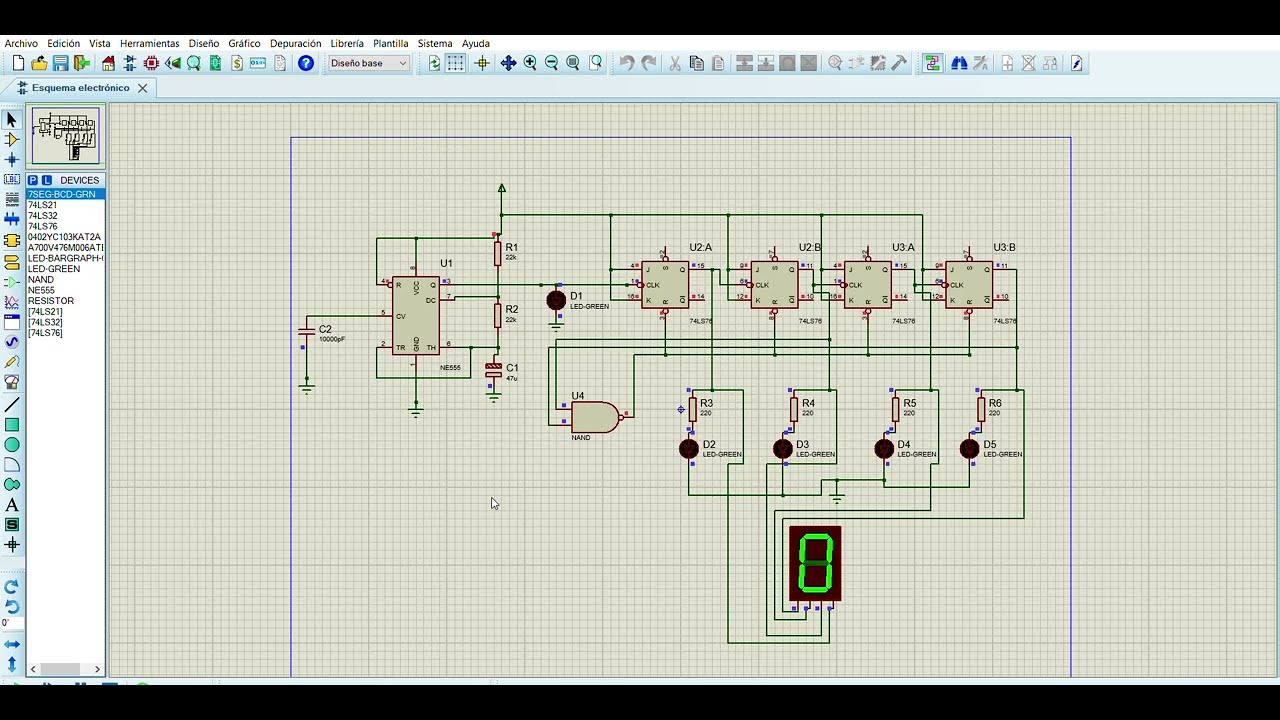 CONTADOR ASÍNCRONO de 10 segmentos 0-9 4 FLIP FLOPS JK ( FLIP FLOP JK ...